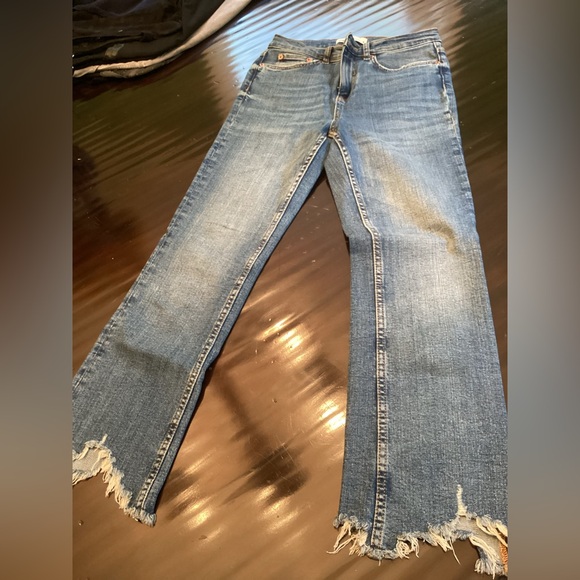 Zara | Pants & Jumpsuits | Zara Boot Cut Jagged Bottom Jeans | Poshmark